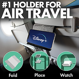 Flight Flap Airplane Phone Holder, Flexible Tablet and Cell Phone Holder, Folding Cellphone Stand for Desk, Bed, Office, Treadmill - Airplane Accessories Long Flight Travel - Plane Essentials (Pro)