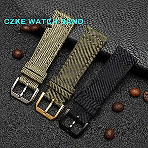 HAODEE for IWC Pilot Spitfire Timezone TopGun Strap Green Black Belts Wristwatch Straps 20mm 21mm 22mm Nylon Canvas Fabric Watch Band (Color : Khaki pin Clasp, Size : 20mm)