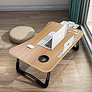 Laptop Bed Desk,Portable Foldable Laptop Lap Desk Tray Table with USB Charge Port/Cup Holder/Storage Drawer,for Bed/Couch/Sofa Working, Reading