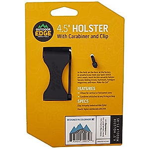 Outdoor Edge 4.5" Nylon Utility Holster - for Carrying Folding Knives, Multi-Tools, Gun Magazines and Accessories - Includes Belt Clip and Carabiner