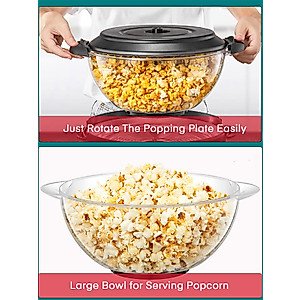 Belgian Waffle Maker Iron 180° Flip Double Waffl and 6qts Popcorn Maker with Detachable & Nonstick Plate
