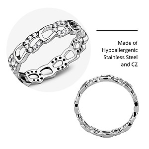 Eternal Sparkles Women's Horseshoe Hoove Horse Equestrian Riding Band with Crystal Details Symbolic Novelty Fashion Hypoallergenic Stainless Steel Statement Ring