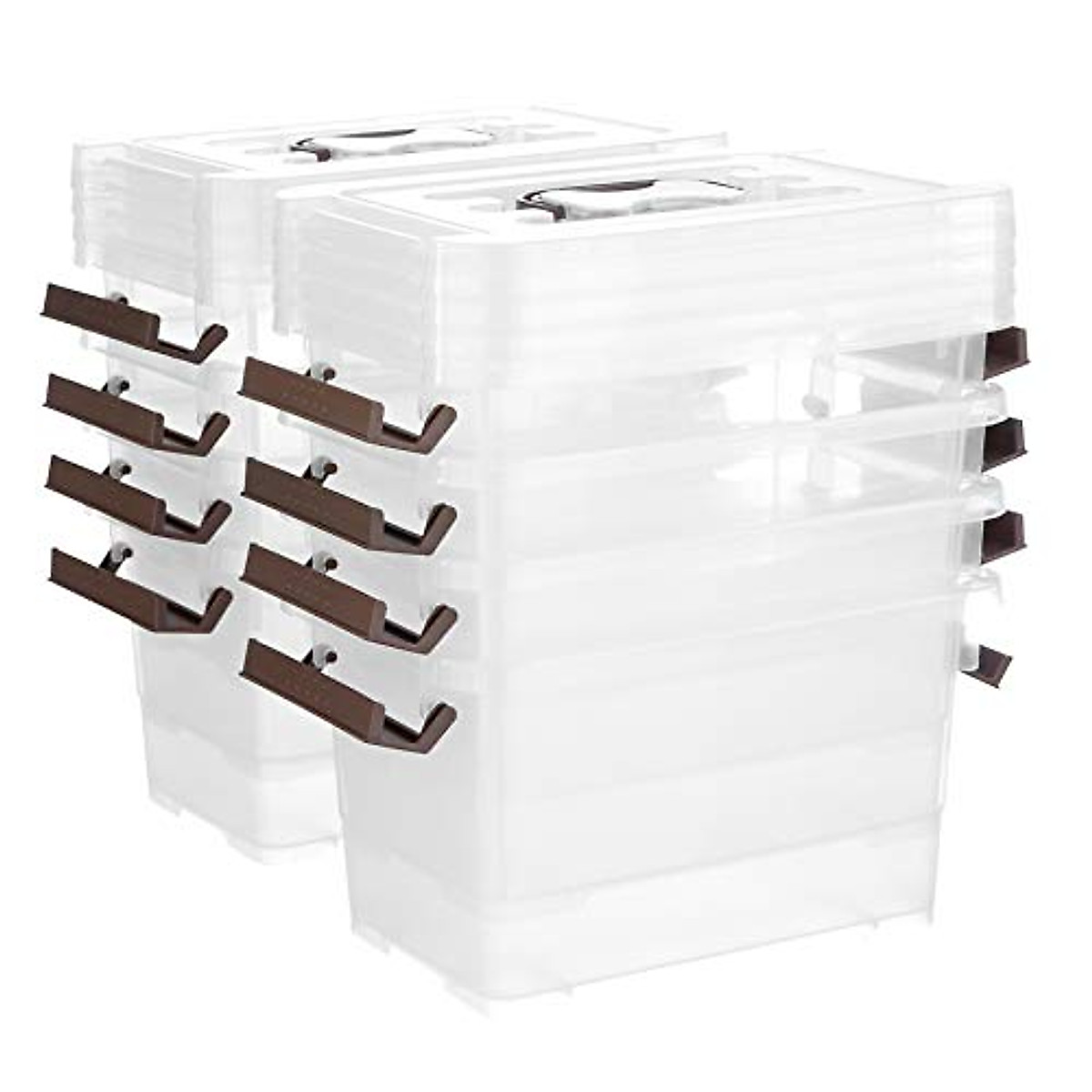 YYXB 8 Pack Plastic Storage Latch Bins, 4.5 Quart Clear Plastic Handle Box with Lids and Handle, Multi-Purpose, 4 Litre