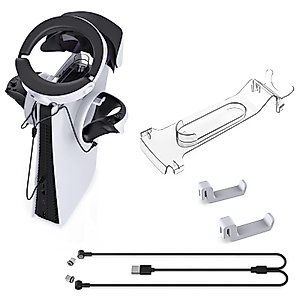PONATTENO PSVR2 Accessories 【4PCS Set】Storage Hook + TYPE-C Charging Cable for PSVR2 Headset，PSVR2 Controller Bracket PSVR2 Charging Cable