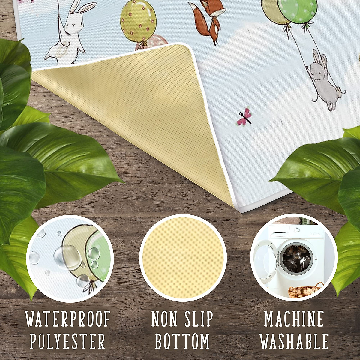 Splat Mat Under High Chair Splash Mat - 51" Floor Protection SI Anti-Slip Waterproof Washable High Chair Mat Multipurpose Table Cloth Portable Picnic Play Mat with Early Education Pattern Splash Mat