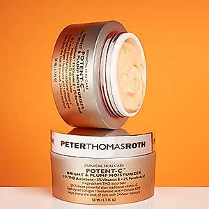 Peter Thomas Roth | Potent-C Bright & Plump Moisturizer | Brightening Vitamin C Moisturizer and Anti-Aging Cream with Collagen light blue 1.69 Fl Oz