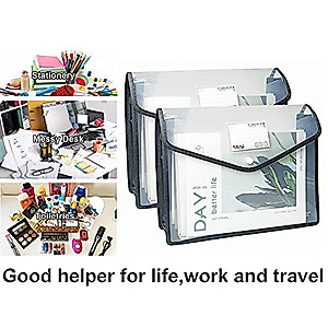 YoeeJob Plastic File Folders Legal Size Expandable Document Folder with Snap Button Closure, B4 Expanding File Wallet Envelopes Pouch with Label Pocket, 2 Packs, Black