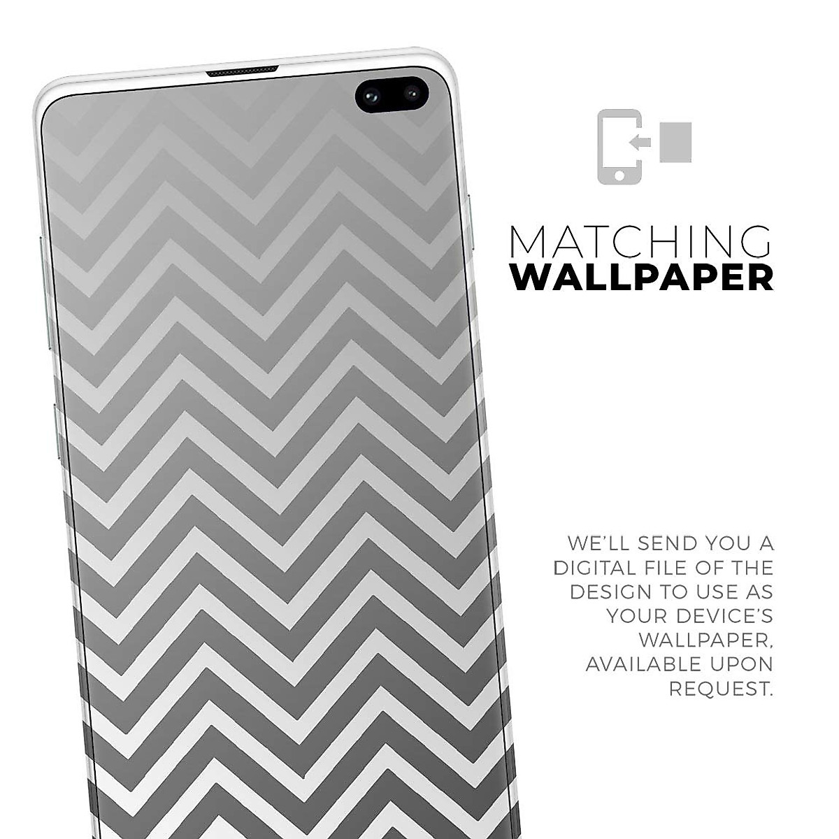 DesignSkinz White & Gradient Sharp Chevron Protective Vinyl Decal Wrap Skin Cover Compatible with The Samsung Galaxy S20 (Screen Trim & Back Glass Skin)