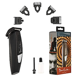 Beard Surfer Facial Hair Trimmer for Men Travel Beard Mustache Kit Compact Mini Size Shaver AAA Battery Operated Grooming Set Black Matte Color