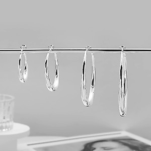 EXGOX Gold Large Hoop Earrings for Women 925 Sterling Silver Hoop Earrings Hypoallergenic Lightweight 14K Real Gold Plated Big Circle Hoop Earrings for Women (30/40/50/60mm)