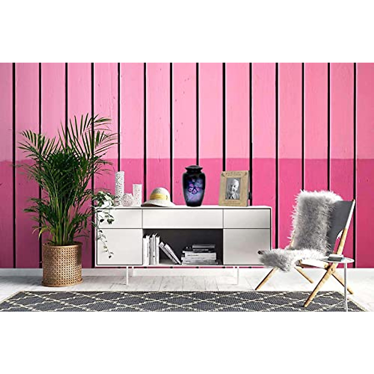 HLC Lovely Butterfly Black Finish Cremation Urn for Human Ashes - Funeral Urn Handcrafted - Affordable Urn for Ashes (Adult (200 lbs) – 10.5 x 6 “ , Cremation Urn)