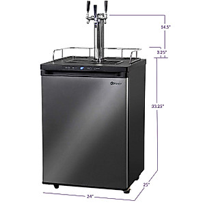 Kegco KOM30X-3 Keg Dispenser, 3-Faucet, Black Stainless Steel