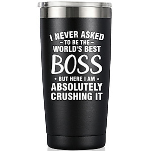 MASGALACC Boss Gifts for Men & Women - Cool World's Best Boss Day Gifts for Boss from Employees, Boss Appreciation Birthday Christmas Boss Tumbler 20oz, Black