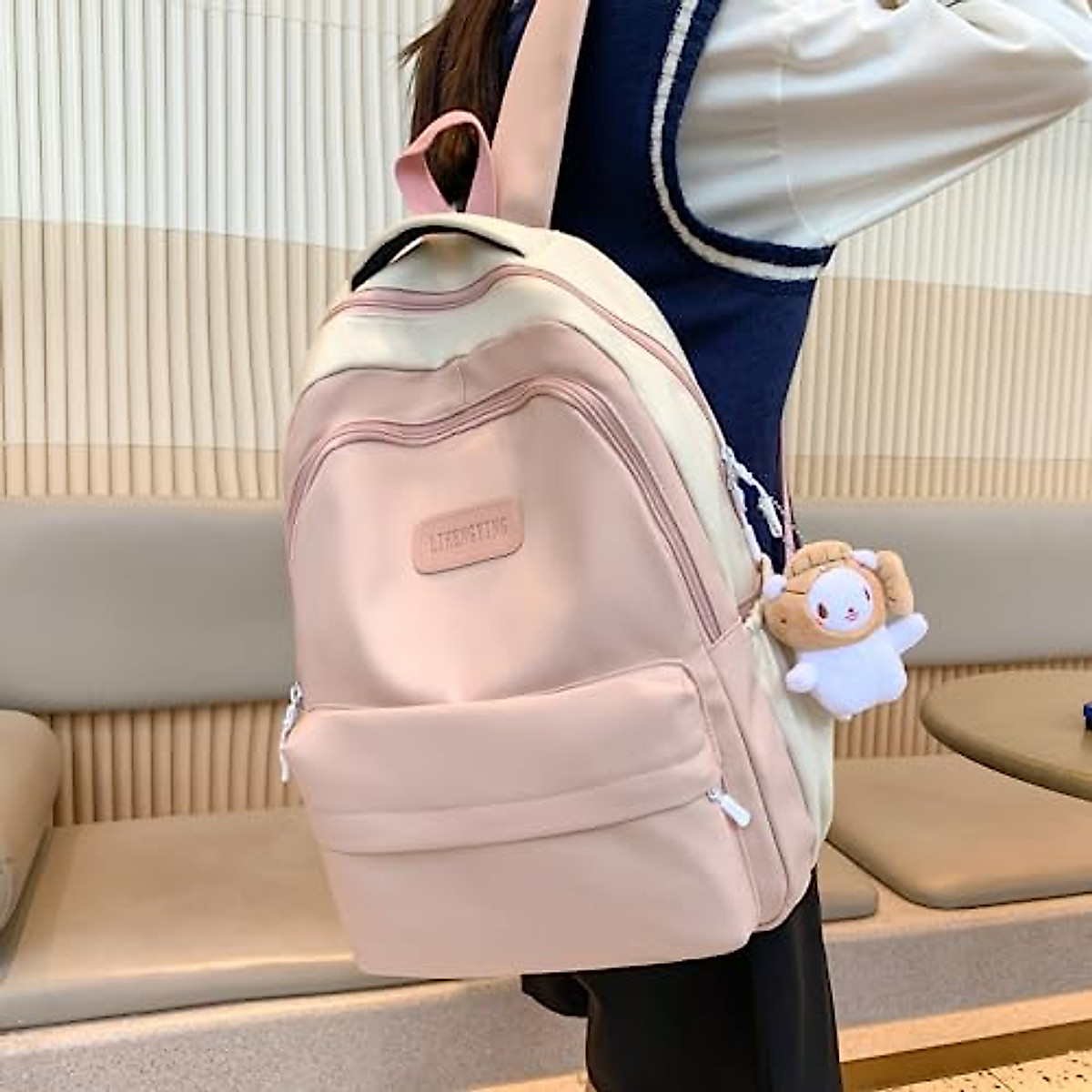 MAGSKY Aesthetic Backpack Cute Kawaii Backpack Large Capacity Casual Travel Mochilas Daypacks (Blue)