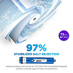 75 GPD RO Membrane and 2x T33 Inline Carbon Filters by Membrane Solutions