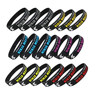 Cleverplay 24 Pack Ninja Silicone Wristbands Bracelets ,Birthday Decoration Party Favors for Kids ,Goody Bag Supplies Gifts