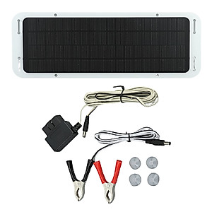 5W Portable Solar Panel Kit, 12V Solar Battery Panel Monocrystalline Silicon OBD Charger for Boat Car RV Motorcycle Marine Automotive