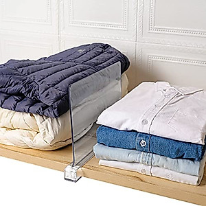 gbayle 10 PCS Acrylic Clear Closet Shelf Divider，Closet Organization for Wooden Shelving Suitable for Vertical Shelves Or Bedroom, Kitchen,Books,Towels and Hats, Purses Separators and Office