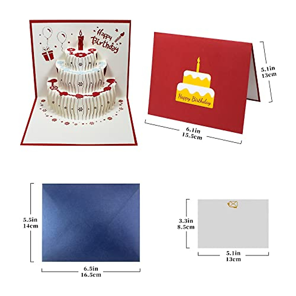 Magic Ants Pop Up Happy Birthday Card,3D Birthday Popup Cards,Birthday Cake Funny Postcards Pop Up Greeting Cards,Pop Up Birthday Cards for Women Men (Fruit Birthday Cake - Red)