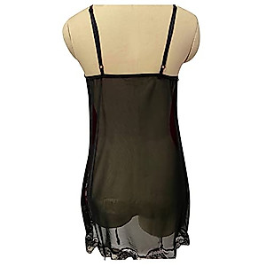 Women's Lingerie Sexy, Women Sexy Sets Fishnet Shorts Lengerie Plus Size Ladies Lace Patchwork Slip Dress Nightdress Bow Underwear Sleepwear Dress Under Wear Top Lingerie Nightgown (L, Wine)