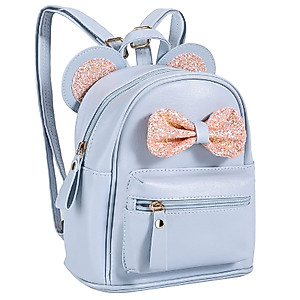 DingCo Girls Mini Backpack Sequin bow Mouse Ears cute backpack small backpack gifts for teenage girls