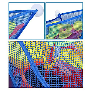 chil Bath Toy Organizer with 3 Strong Suction Cups Mounted Bath/Shower Caddy Storage Solution Bath Toy Storage Net & Bathroom Corner Shower Caddy Bag Bathroom Storage Bag