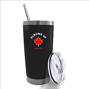 liabiliies Travel Coffee Tumbler 20 oz Elbow's Up - Never 51 Canada Flag Stand Strong Tumbler with Lid and Straw Insulated Tumblers Stainless Steel Tumbler