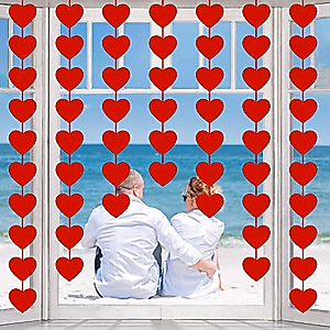 80 Red Felt Heart Garland Valentine Garland for Valentine's Day Wedding Birthday Party Supplies