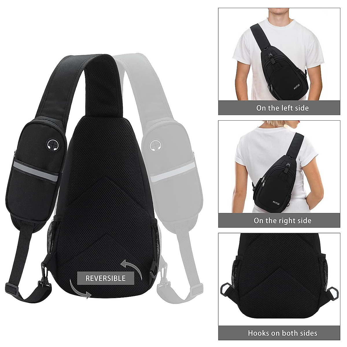 KUTQI Lightweight Sling Backpack Crossbody Bag for Travel Hiking Chest Bag