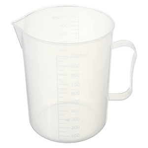 Aicosineg 2Pcs Measuring Cups 1000ml Plastic Graduated Cups PP Plastic Graduated Beaker Measuring Pitcher Pour Cup Liquid Measuring Mixing Cups Plastic Measuring Cup with Handle for Lab Science