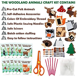 CiyvoLyeen 2 Pack Animals Sewing Craft Kit for Kids- Woodland Animals Felt Sewing Craft Kit & Puppy Craft Kit for Beginners