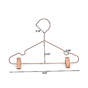 Koobay 12.6" Rose Gold Shiny Steel Wire Children Coat Clothes Hangers, 25 PACK, Garment Clips Hangers Pants Closet Hangers