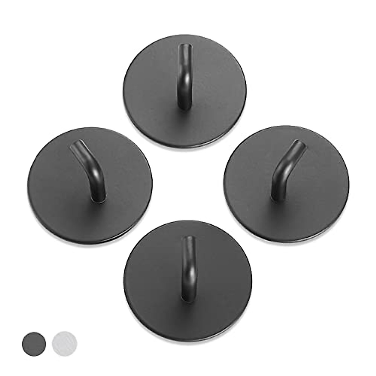 JIQGOZBAN Adhesive Hooks 4 Packs, Stainless Steel Towel Hooks Heavy Duty Hangers Hook Stick on Wall, 3M Wall Hooks Fit for Bathroom Door, Kitchen Cabinets, Pool Outdoor & Office Desk(Black Matte)