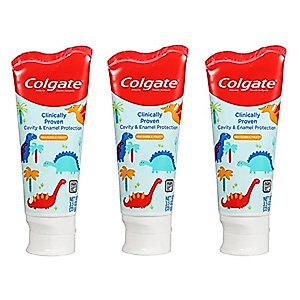 Colgate Kids 3.5 oz 3-Pack Dinosaurs Mild Bubble Fruit Flavor Toothpaste Fluoride Cavity & Enamel Protection