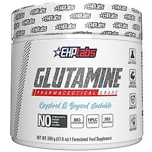 EHP Labs L Glutamine Powder Amino Acids - L-Glutamine, Workout Recovery, Immune Health & Gut Health Support (500g) - 100 Servings