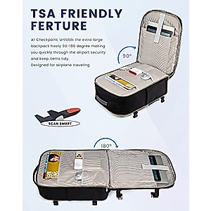 LOVEVOOK Travel Backpack for Women Men as Personal Item Flight Approved, 40L Luggage Carry On Backpack, 17.3inch Large Daypack Laptop Waterproof Outdoor Sports with 3 Packing Cubes, Black