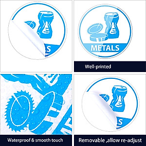 6 Pieces Recycle Sticker Decal for Trash Can, Re-Adjustable Waterproof Bin Labels Paper Metal Plastic Glass Waste Sorting Recycling Sticker Sign for Use at Home and Office