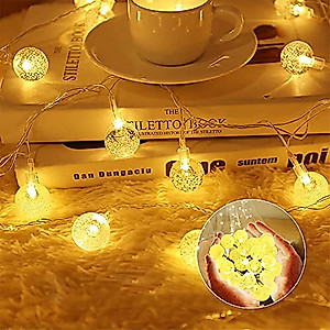 YZIXNUY Warm White Outdoor String Lights Solar/USB Powered, 22.3FT 40 LED Crystal Globe Fairy Lights with 8 Lighting Modes for Indoor Outside Garden Backyard Party Wedding (Warm White)…