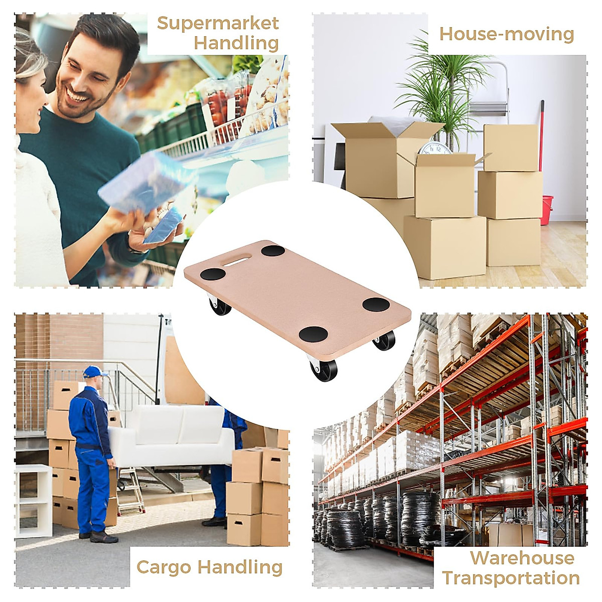 ERGOMASTER Furniture Moving Dolly with 4 Wheels, Moving Dolly Heavy Duty Wood Rolling Securely Holds 500 Lbs, Multifunctional Mover Carrier for Couch Washing Machine Fridge (Set of 2, 23" x11.5")