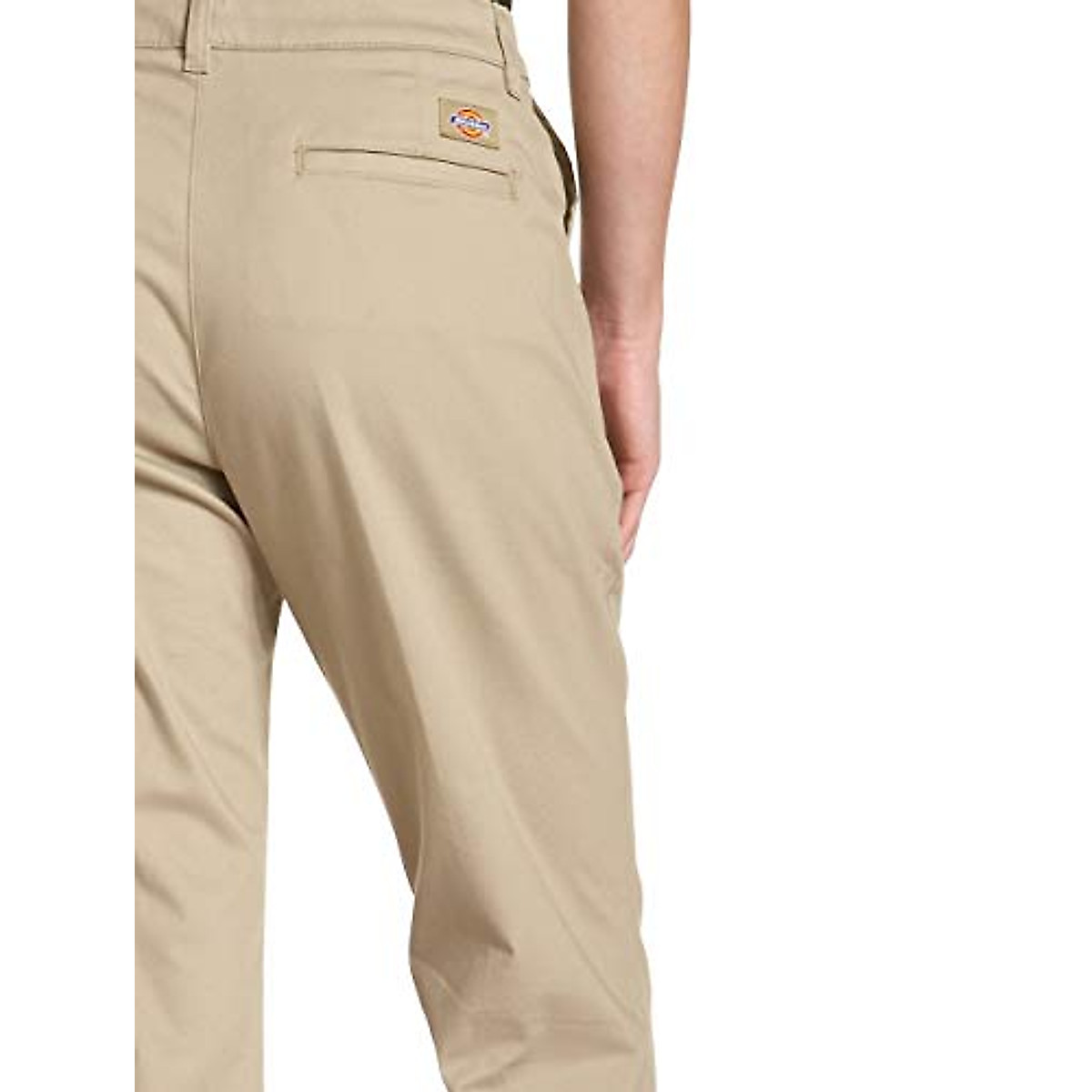 Dickies Women's Flat Front Stretch Twill Pant Slim Fit Bootcut, Desert Sand, 6