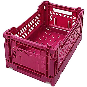 2 x AY-KASA Collapsible Storage Bin Container Basket Tote, Folding Basket Crate Container : Storage, Kitchen, Houseware Utility Basket Tote Crate Mini-Box (Purple)