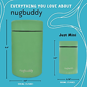nugbuddy Mini Airtight Storage Container - Vacuum Sealed Insulated w Nested Glass Jar - UV Protection, Temperature Controlled Stainless - Whiteboard Finish w Marker Included - 100 ml (1/4 Oz)