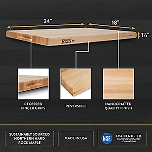 John Boos Block R02 Maple Wood Edge Grain Reversible Cutting Board, 24 Inches x 18 Inches x 1.5 Inches