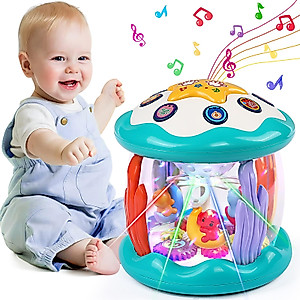 Baby Toys 6 to 12 Months Animal Rotating Light Up Toys for 1 Year Old Boy Musical Toys for Toddlers 1-3 Tummy Time Toys for 3 6 8 9 10 12 18 Months Infant Birthday Xmas Gift for 1 Year Old Boys Girls