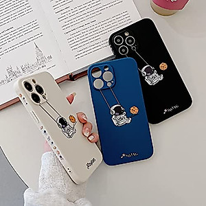 Yonds Queen for iPhone 13 mini Cute Case, Cool Cartoon Swing Astronaut Planet Moon Design Stylish Soft TPU Bumper Shockproof Anti-Slip Protector Case (iPhone 13 mini, Black Planet)