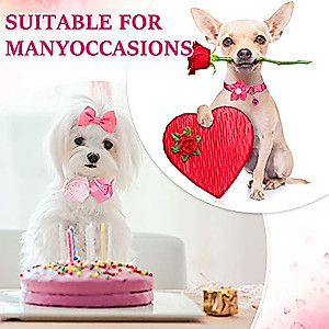40 Pcs Girl Puppy Collars Pink Dog Collar Adjustable Collar Small Middle Dogs Cats Rose Red Pink Dog Accessories Embellishment Decor for Wedding Birthday Parties Grooming Pet Collar Accessories