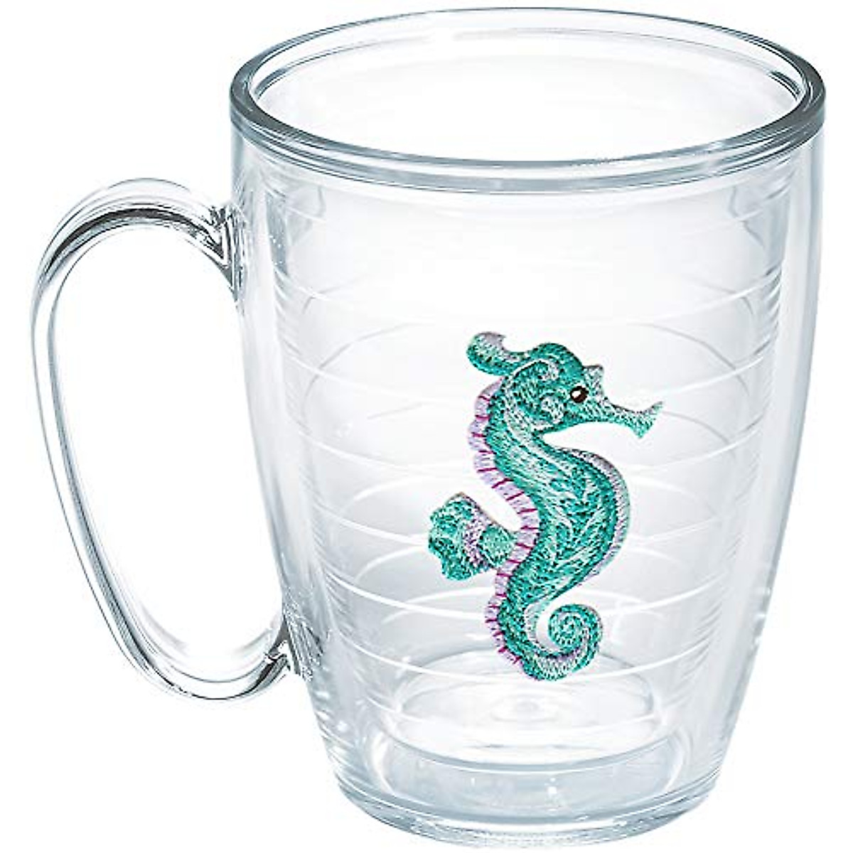 Tervis Purple Teal Seahorse Made in USA Double Walled Insulated Tumbler Travel Cup Keeps Drinks Cold & Hot, 16oz Mug - No Lid, Clear
