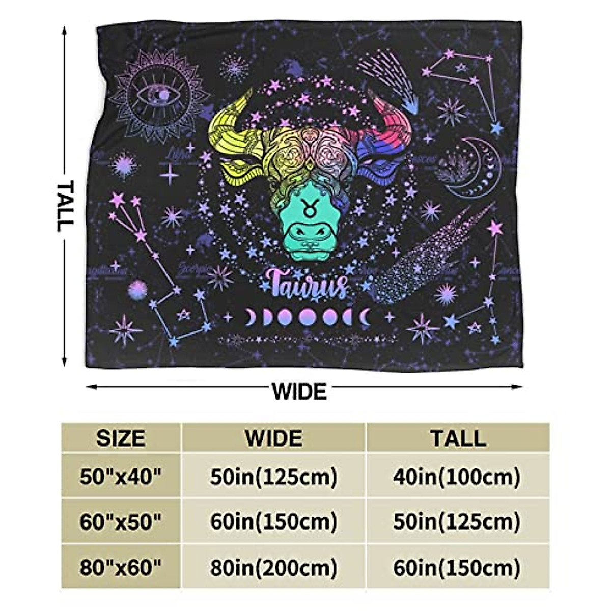 Taurus Constellation Blanket Zodiac Sign Throw Blanket Astrology Flannel Throw Blanket Constellation Gifts Blanket for Women Men 60"X50"