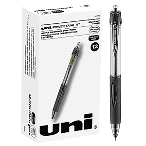 PowerTank RT Black Pens, 1.0mm Bold Pens 12 Pack - Similar to Gel Pens, Pens Ballpoint, Pen Retractable, Bulk Pens, Bulk Ink Pens, Office Supplies, Colored Pens, Pens Fine Point Smooth Writing Pens,