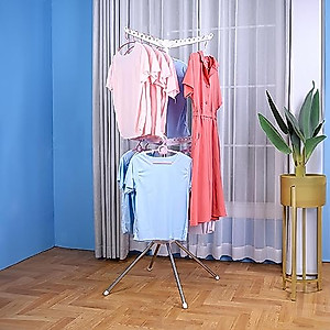 Foldable Clothes Drying Rack | Foldable Drying Rack with 3 Legs - Steamer Hanger Stand, Stainless Steel Telescopic Laundry Drying Rack, Home Indoor Use Buogint